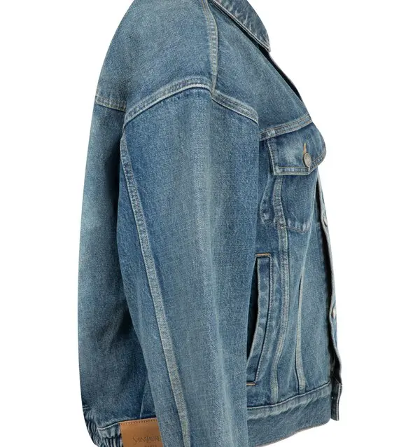 Saint Laurent Collared Long-sleeved Denim Jacket