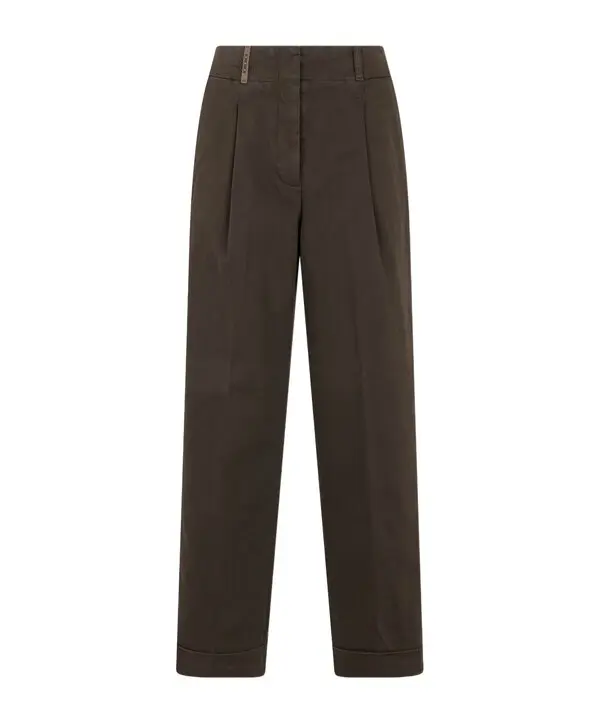 Peserico High-waisted Casual Pants - Brown