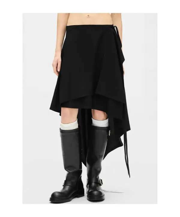 ANN DEMEULEMEESTER Asymmetric Midi Skirt - Black