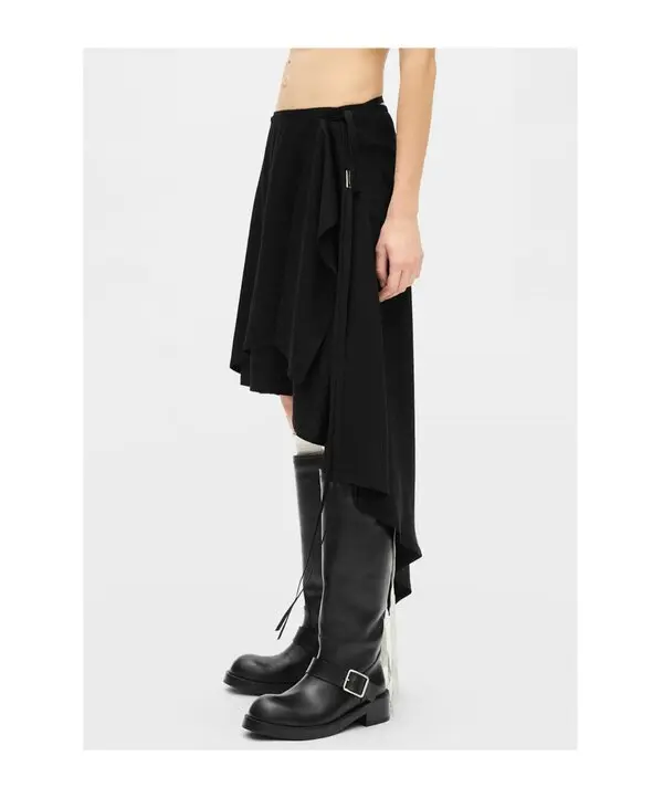 ANN DEMEULEMEESTER Asymmetric Midi Skirt - Black