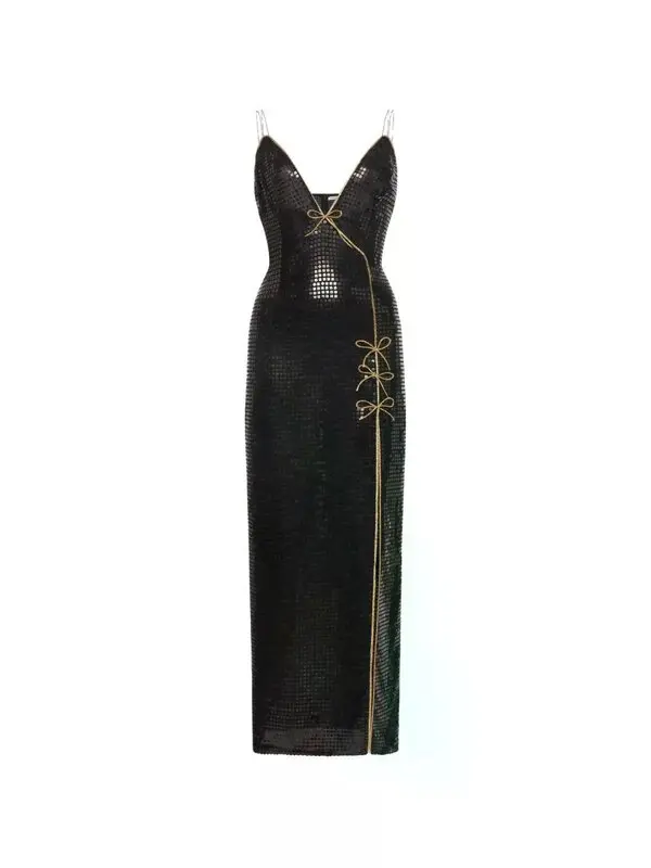 Alessandra Rich Sequin-embellished Bow-detail Dress - Black