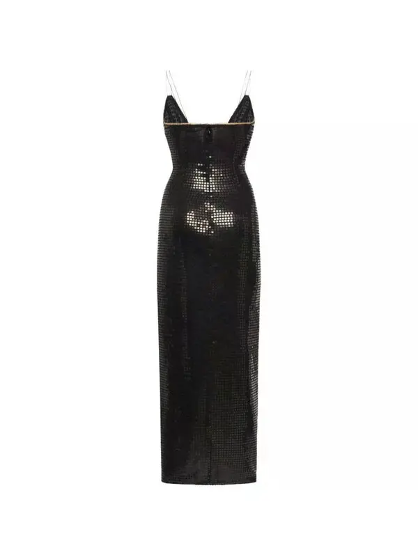 Alessandra Rich Sequined V-neck Maxi Dress With Bow Detail And Side Slit