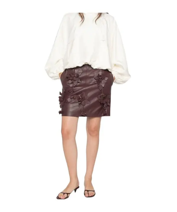 Alberta Ferretti Floral Skirt - Brown