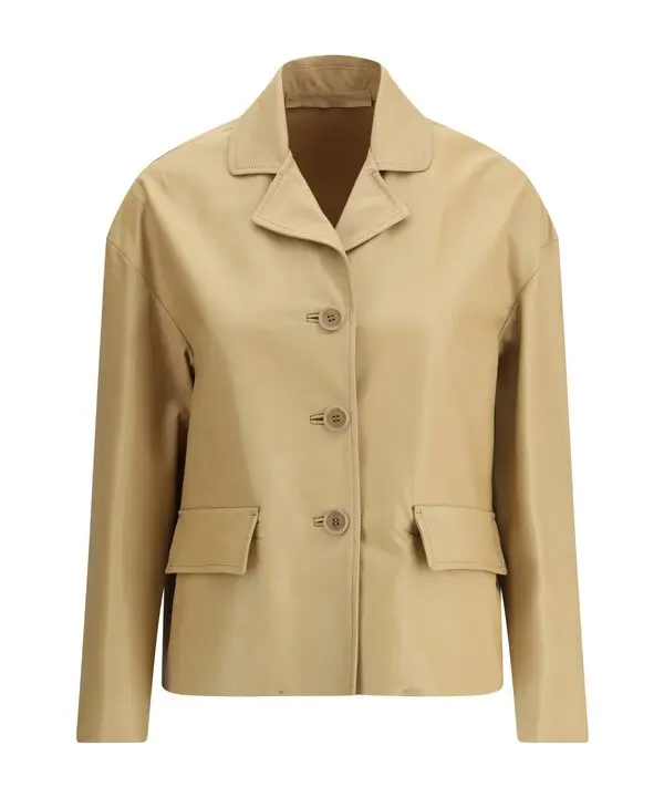 SALVATORE SANTORO Buttoned Leather Jacket - Beige