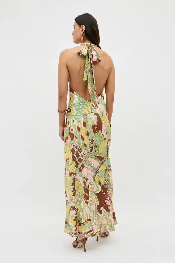 Rixo Maura Bianca Abstract Maxi Dress