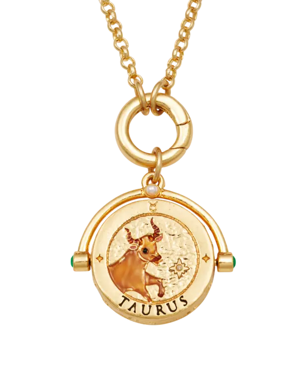 FABLE ENGLAND Taurus Zodiac Spinner Necklace
