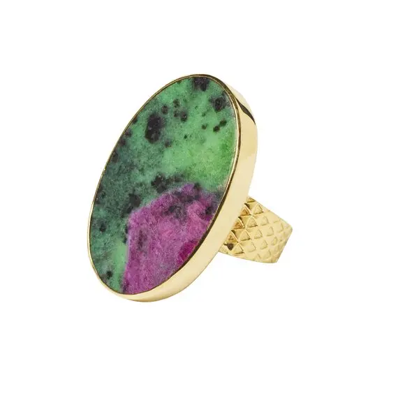 YAA YAA LONDON Ruby Josite 'resilience' Adjustable Ring