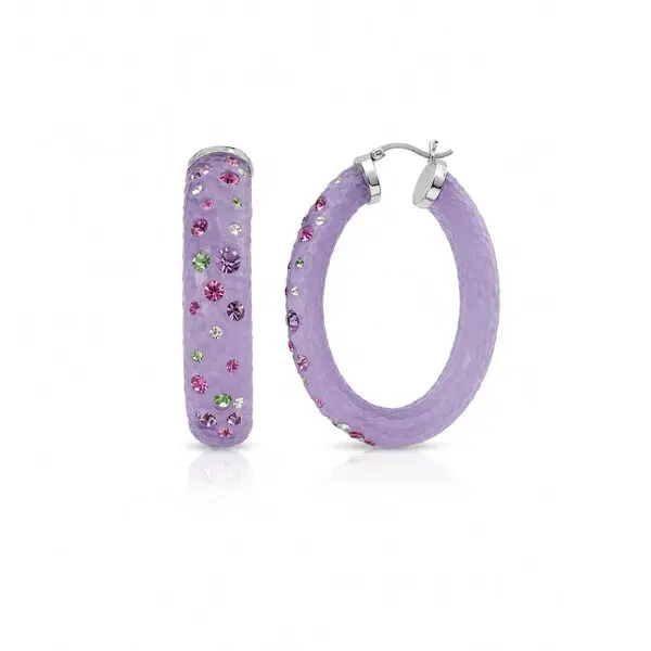 GOLD & HONEY Large Oval Confetti Hoop Earrings With Swarovski Crystals - Purple