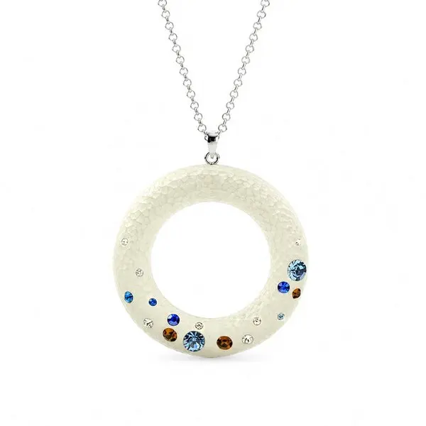 GOLD & HONEY Sculptural Confetti Donut Pendant Necklace With Swarovski Crystals - White