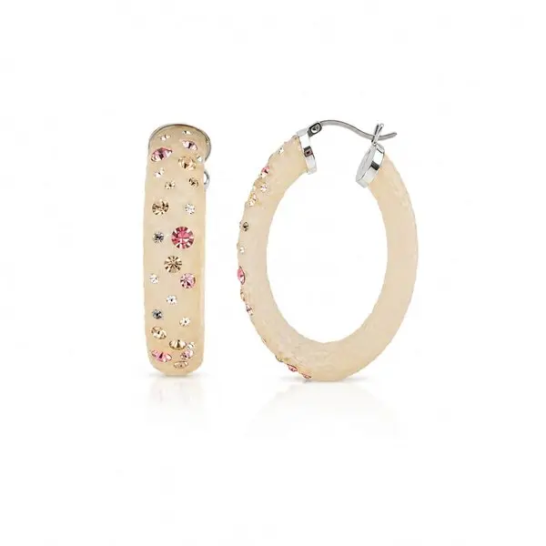 GOLD & HONEY Large Oval Hammered Hoop Earrings With Swarovski Crystals - Gold