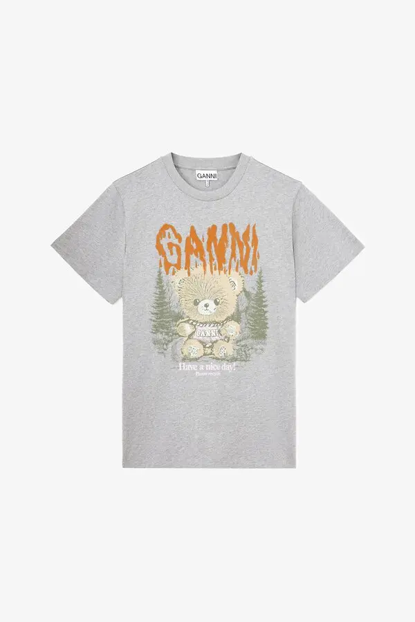 GANNI T-shirt With Forest Teddy