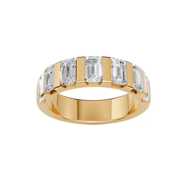 AYA FINE JEWELRY Emerald Cut Lab Diamond Stackable Eternity Wedding Band Ring In 10kt Gold - Yellow