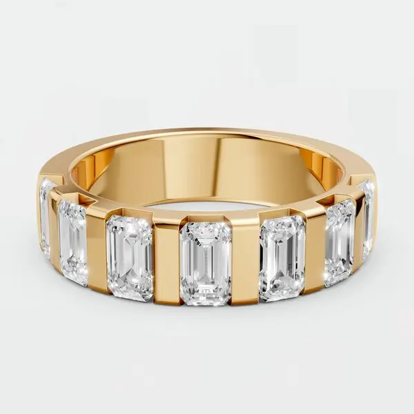 AYA FINE JEWELRY Clementine Emerald Cut Lab Grown Diamond Channel Set Wedding Band - Yellow