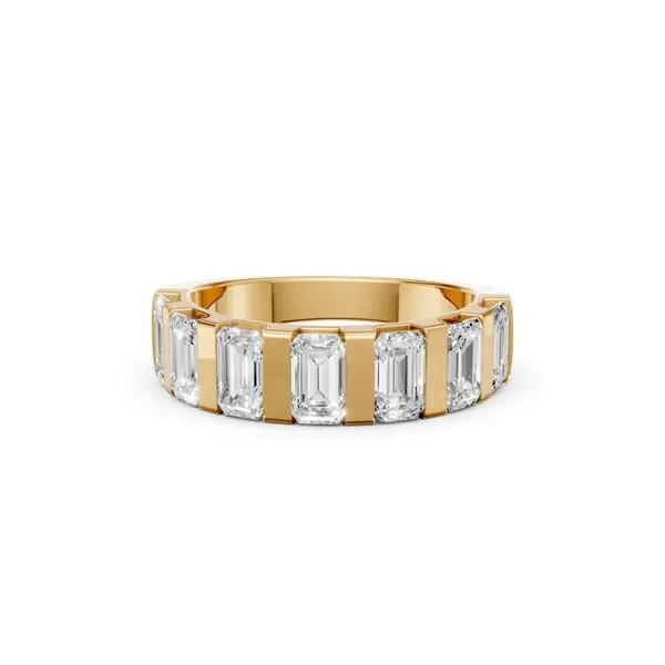 AYA FINE JEWELRY Clementine Emerald Cut Lab Grown Diamond Channel Set Wedding Band - Yellow