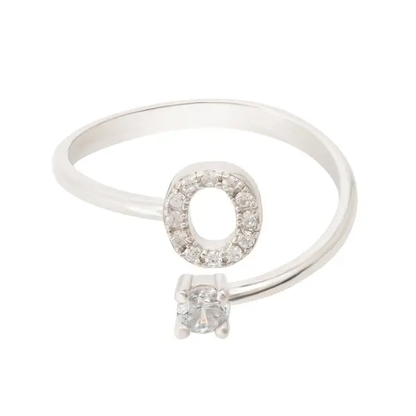 LATELITA White / Silver Initial Ring Silver O - White/silver