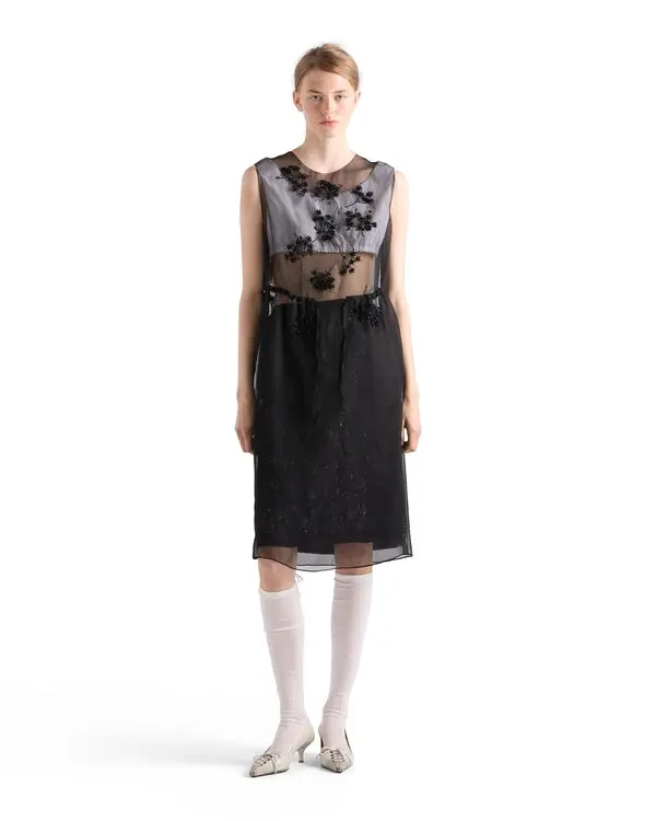 Prada Embroidered Silk Cigaline Dress