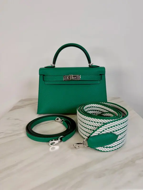 Hermès Mini Kelly 20cm Vert Vertigo Epsom Leather Palladium Hardware - Green
