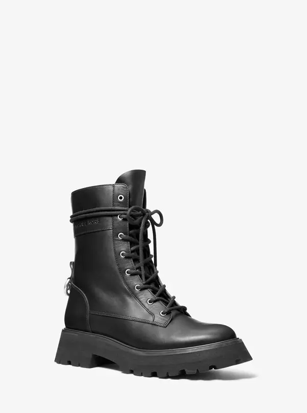 Michael Kors Caleb Leather Combat Boot - Black