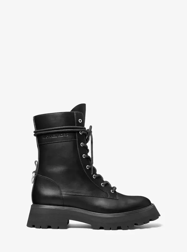 Michael Kors Caleb Leather Combat Boots - Black