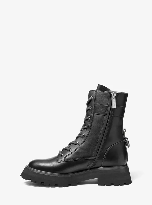 Michael Kors Caleb Leather Combat Boots - Black