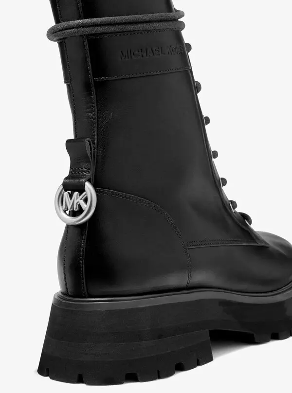 Michael Kors Caleb Leather Combat Boot - Black