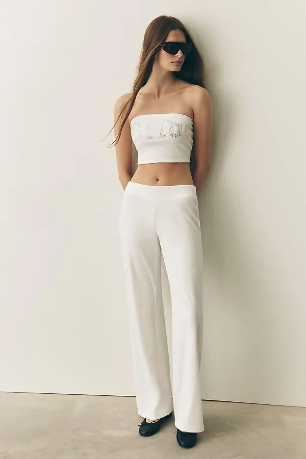 Juicy Couture X Weddings Velour Track Sweatpants - Ivory