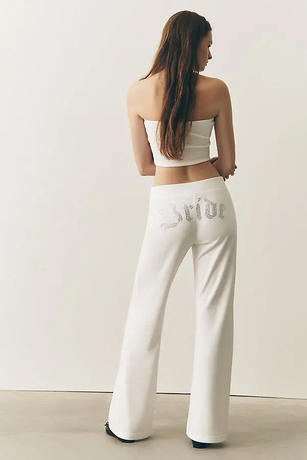 Juicy Couture X Weddings Velour Track Sweatpants - Ivory