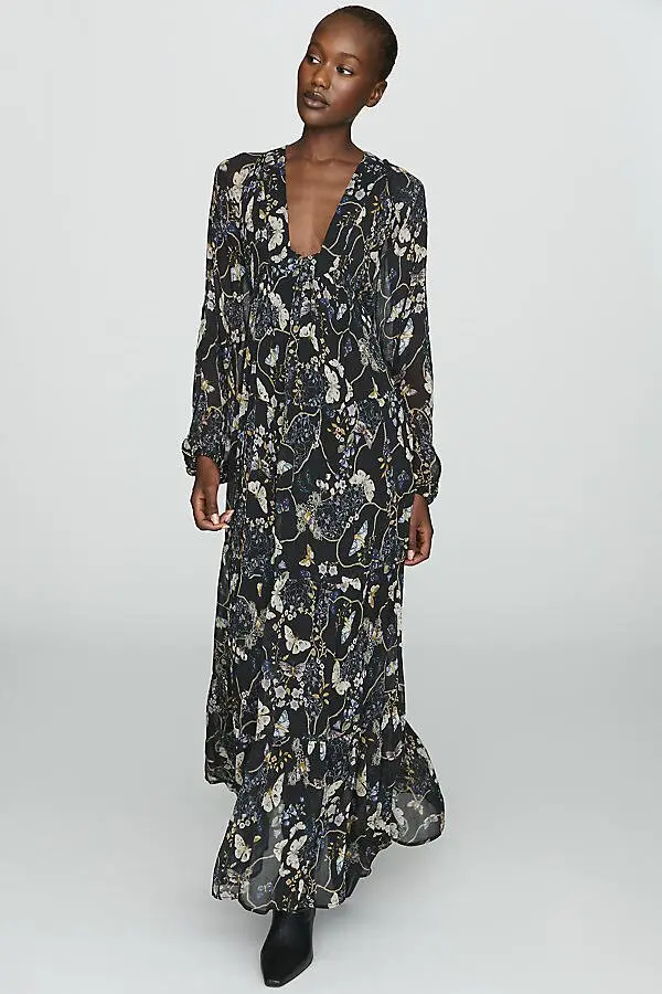 Anthropologie Sheer Chiffon Maxi Dress