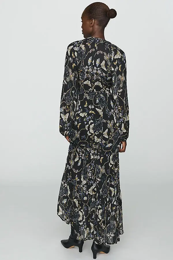 Anthropologie Sheer Chiffon Maxi Dress