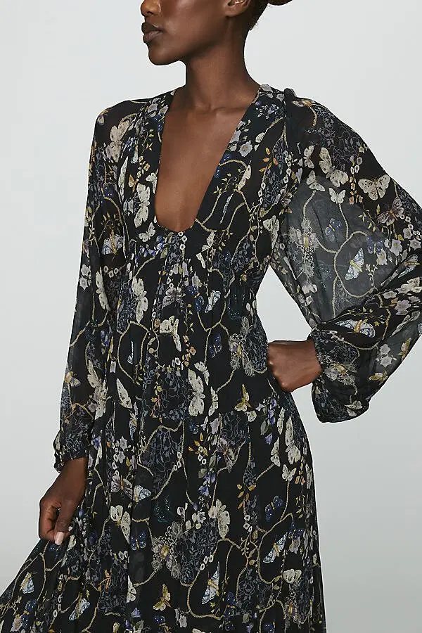 Anthropologie Sheer Chiffon Maxi Dress