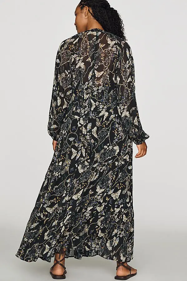 Anthropologie Sheer Chiffon Maxi Dress
