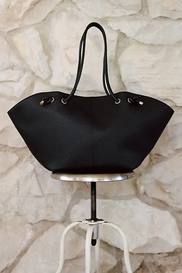 Maeve Pebbled Faux-leather Tote With Knotted Strap Details - Black