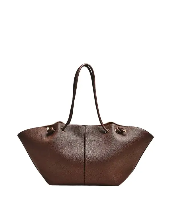 Maeve Pebbled Faux-leather Tote With Knotted Strap Details - Chocolate