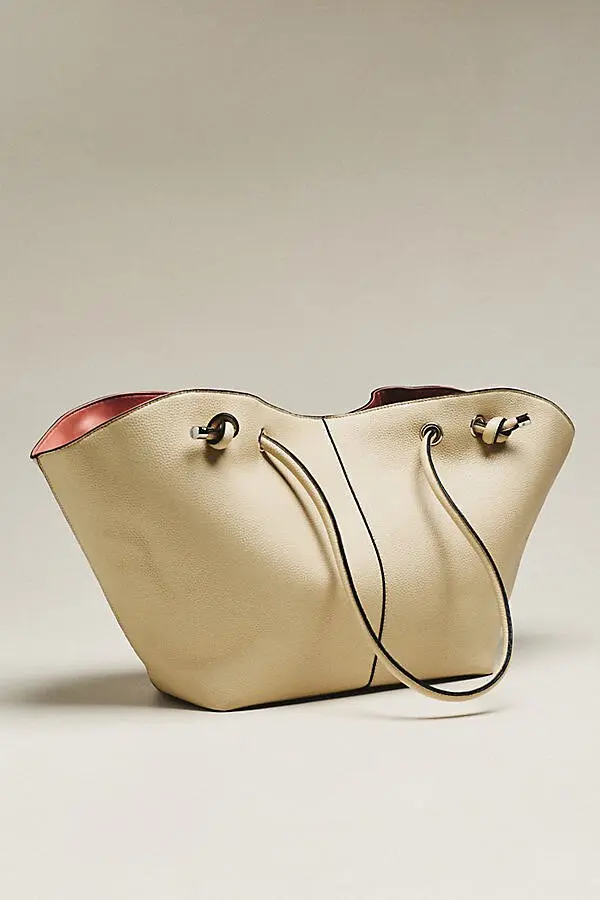 Maeve Pebbled Faux-leather Tote With Knotted Strap Details - Cream