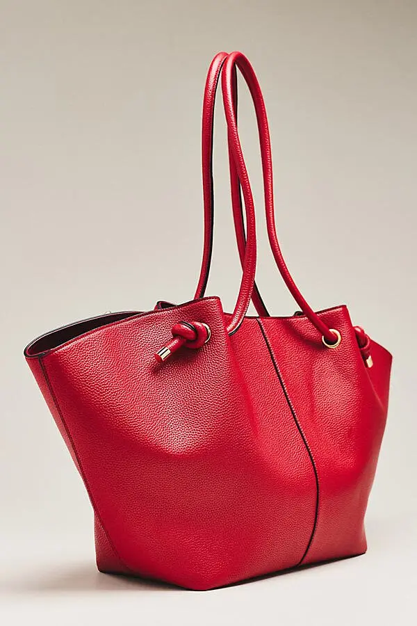 Maeve Pebbled Faux-leather Tote With Knotted Strap Details - Red