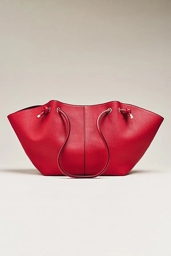 Maeve Pebbled Faux-leather Tote With Knotted Strap Details - Red