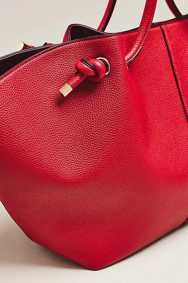 Maeve Pebbled Faux-leather Tote With Knotted Strap Details - Red
