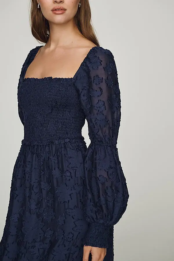 Anthropologie Tiered Puff Sleeve Midi Dress