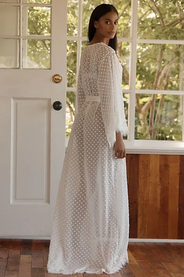 HOMEBODII Chloe Lace Trim Maxi Robe