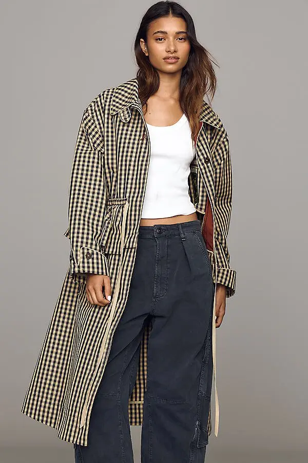 DAMSON MADDER Myrtle Trench Coat Jacket - Navy