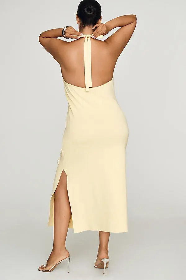 Endless Rose Beaded Floral Halter Midi Dress