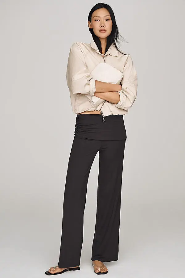 NIA Delphia Ruched Waist Straight Leg Pants