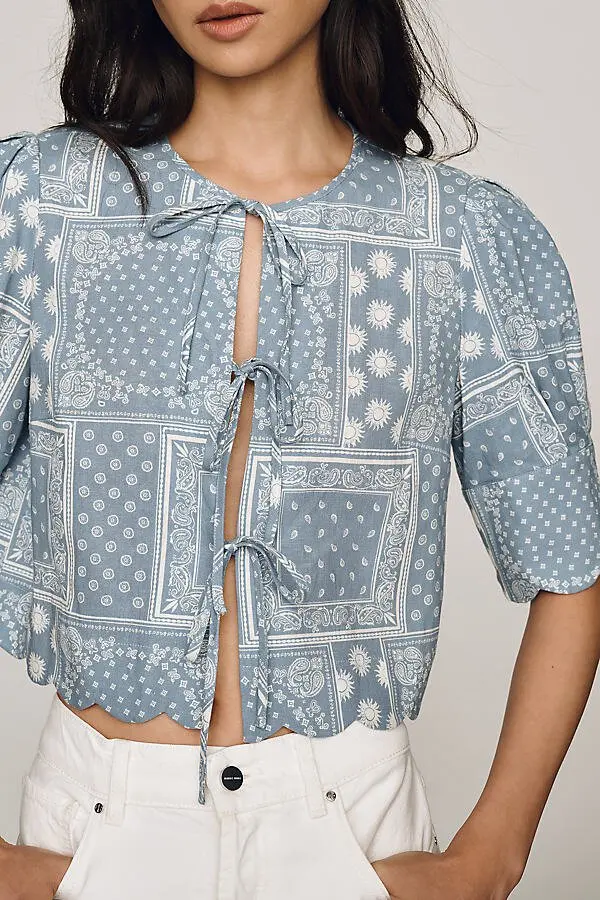 SISTER NEW YORK Bandana Patchwork Tie-front Blouse