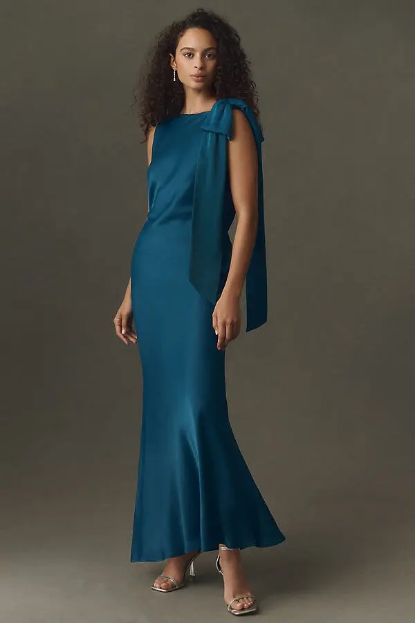 Bhldn High-neck Open-back Maxi Dress