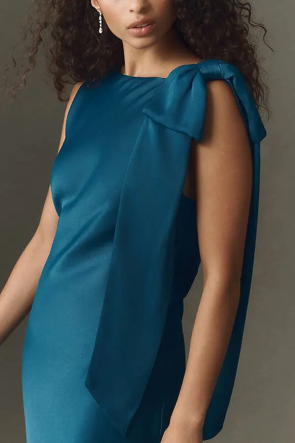 Bhldn High-neck Open-back Maxi Dress With Scarf Detail