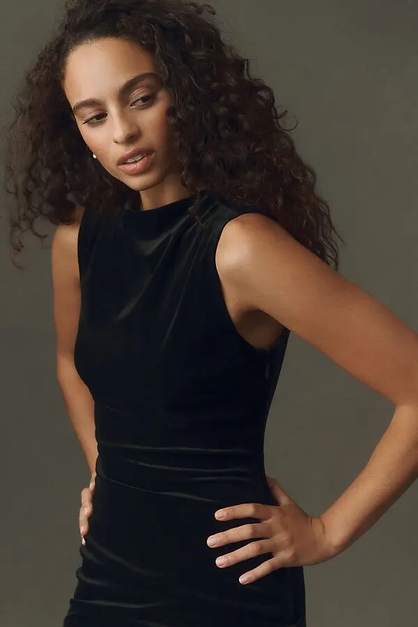Bhldn Velvet Mesh-back Maxi Dress