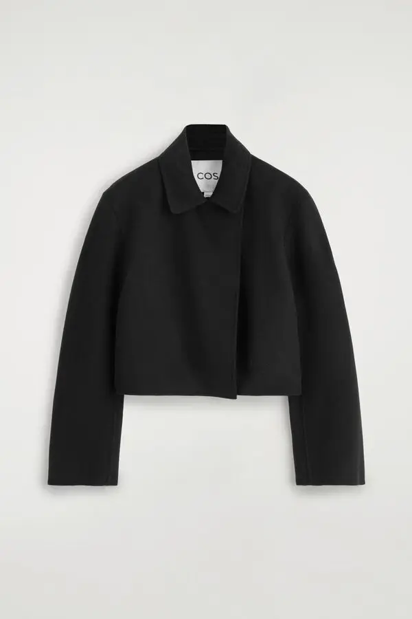 Cos Oversized Cropped Double-faced Wool Jacket - Black