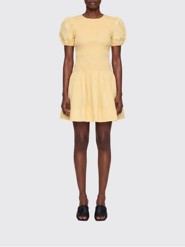 GANNI Shirred Puff Sleeve Mini Dress
