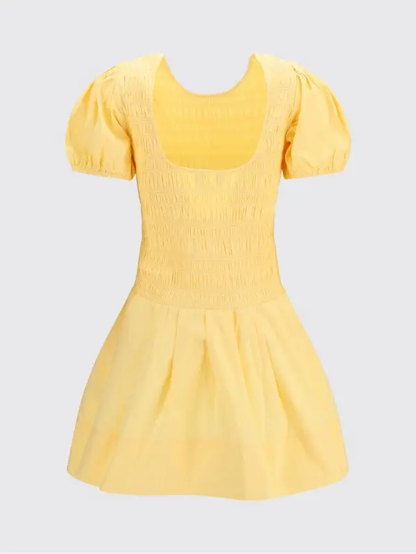 GANNI Shirred Puff Sleeve Mini Dress