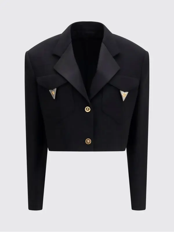 Versace Cropped Blazer With Emblematic Detail